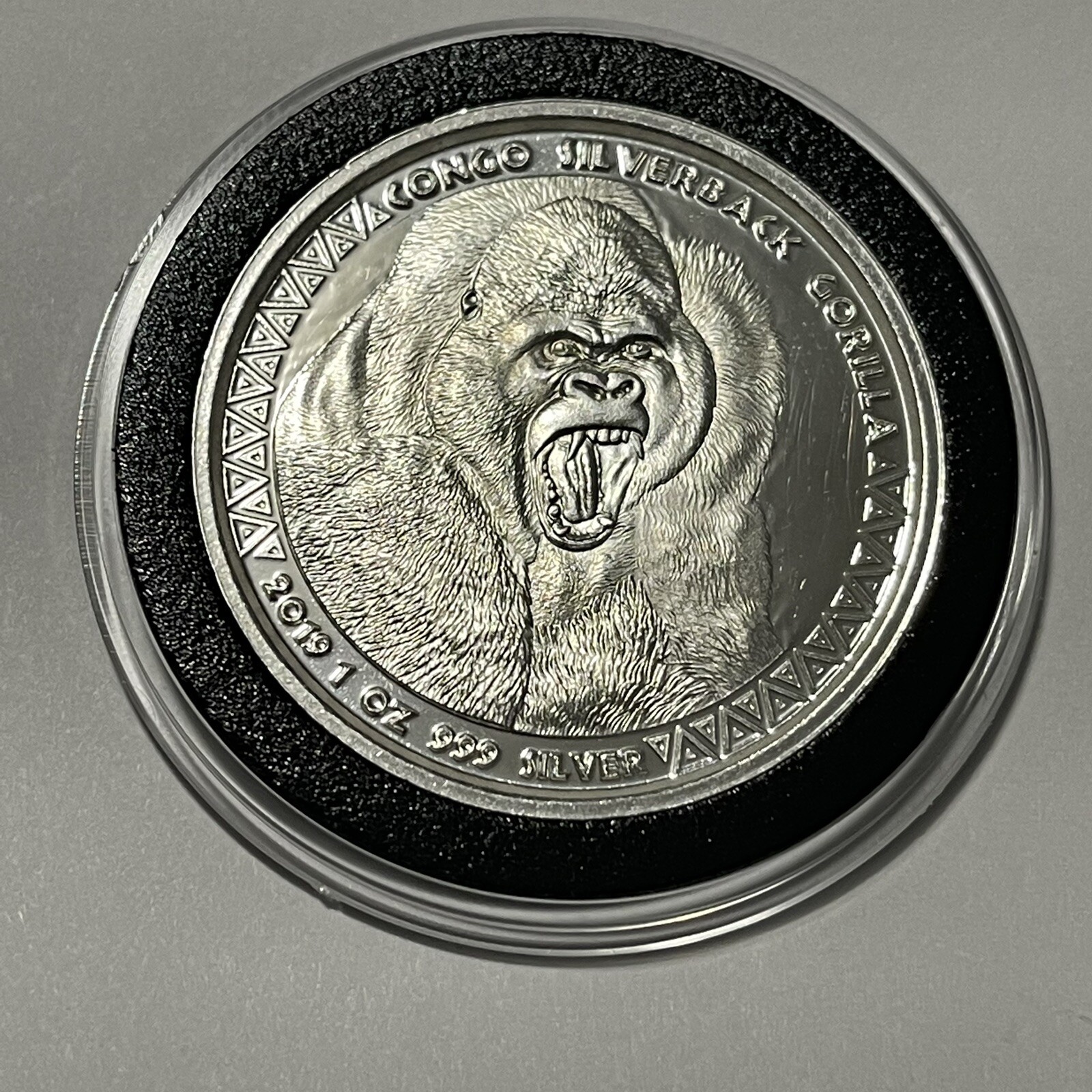 2019 Congo Silverback Gorilla Coin 1 Troy Oz .999 Fine Pure Silver ...