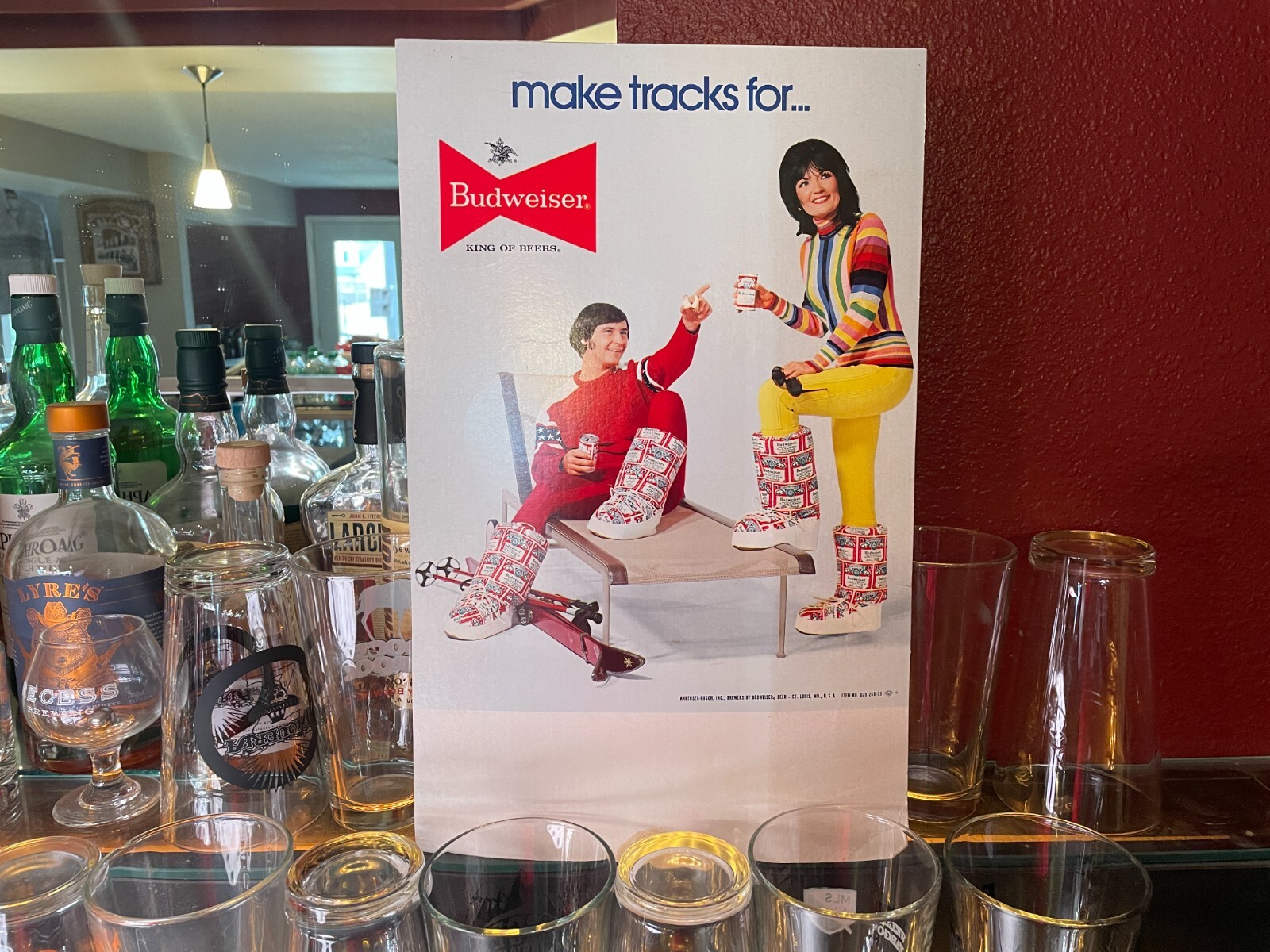 SKI COUPLE Retro Vintage Breweriana: Budweiser 1970s Winter Cardboard ...