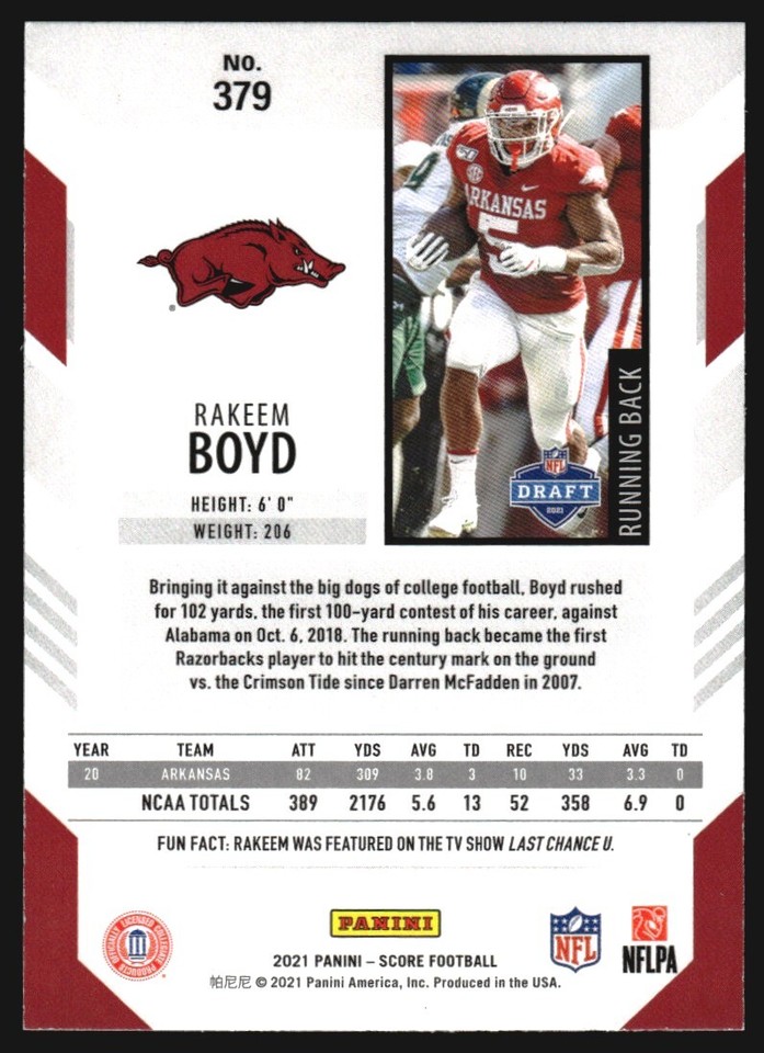 2021 Score Gold #379 Rakeem Boyd | eBay