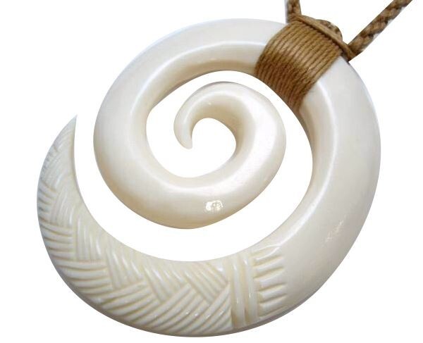 44mm XL Hand Carved Maori Koru Eternal Friendship Water Buffalo Bone ...