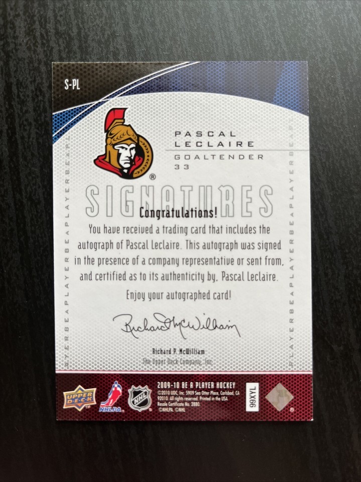 2009-10 Upper Deck Be a Player Signatures Pascal Leclaire #S-PL Auto ...