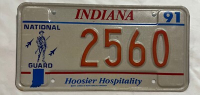 LICENSE PLATES INDIANA NATIONAL GUARD 1991 2560 | eBay