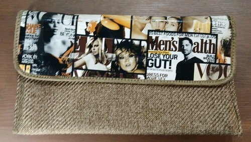 Vogue Magazine Clutch Purse Celebrity Gold Chain Black Interior ...