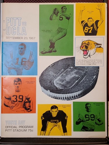 1967 Pitt vs UCLA College Football Program w Team Photo 9/23 Pittsburgh ...