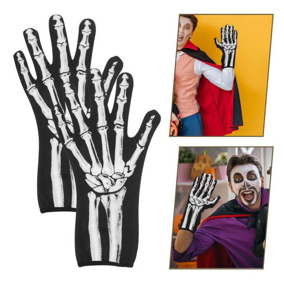 Ghost Gloves Halloween Skull Skeleton Gloves Death Gloves Scary Party ...