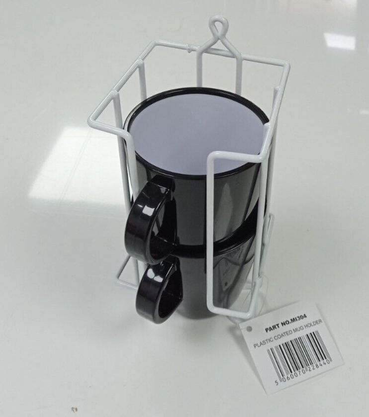 Mug Cup Glass Holder Wire Plastic Coated Rack Kitchen Caravan Motorhome ...