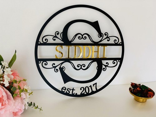 Personalized Metal Est. Sign Custom Monogram Split Letter Last Name ...