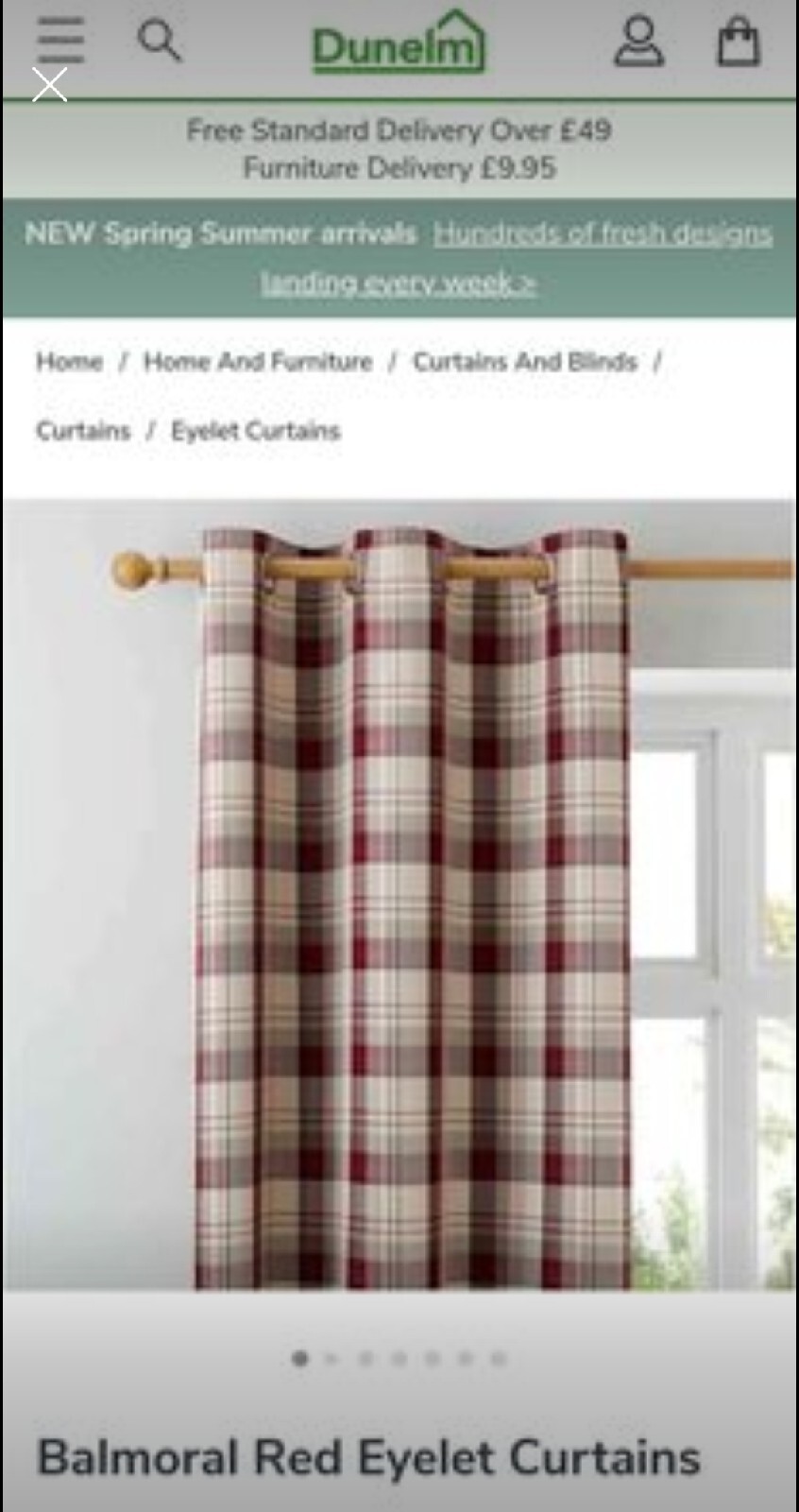 Red tartan balmoral dunelm curtains | eBay UK