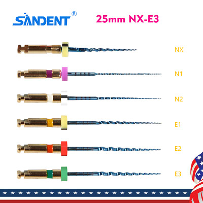 6pcs SANDENT Dental Endodontic NITI Rotary Files 25mm Root Canal File ...