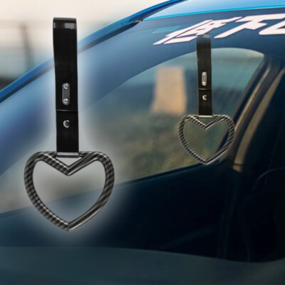 JDM Heart Shape TSURIKAWA Carbon Ring Subway Train Bus Car Handle Strap ...