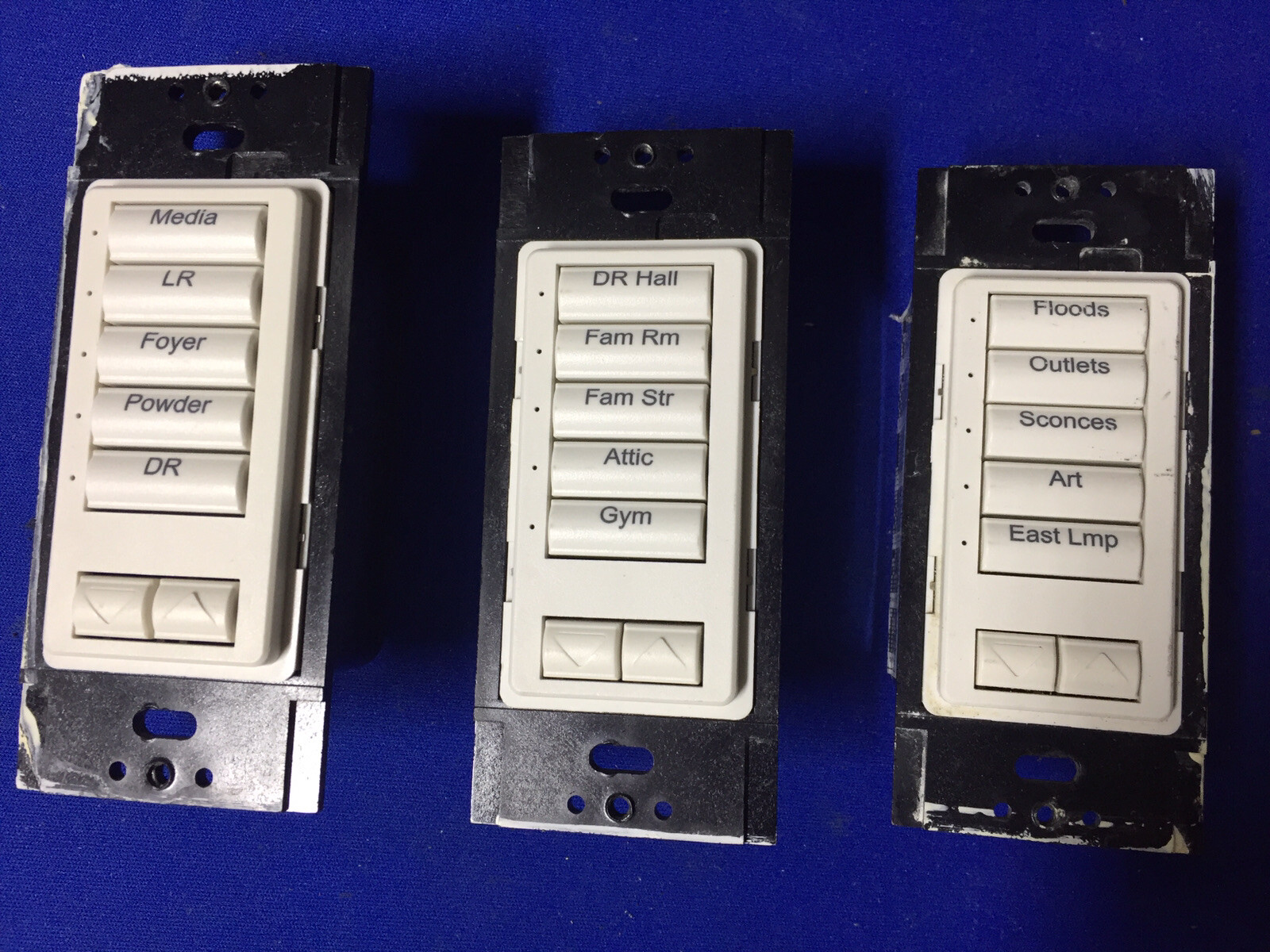 3 Lutron Homeworks ST-5BRL White 5 Button Keypads with Raise and Lower ...