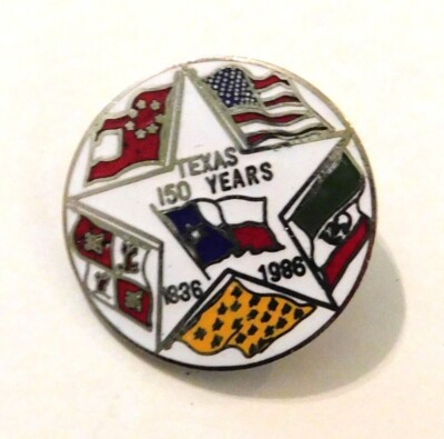 Texas 150 Years Commemorative Pin Badge 1836-1986 Flags Star Design ...