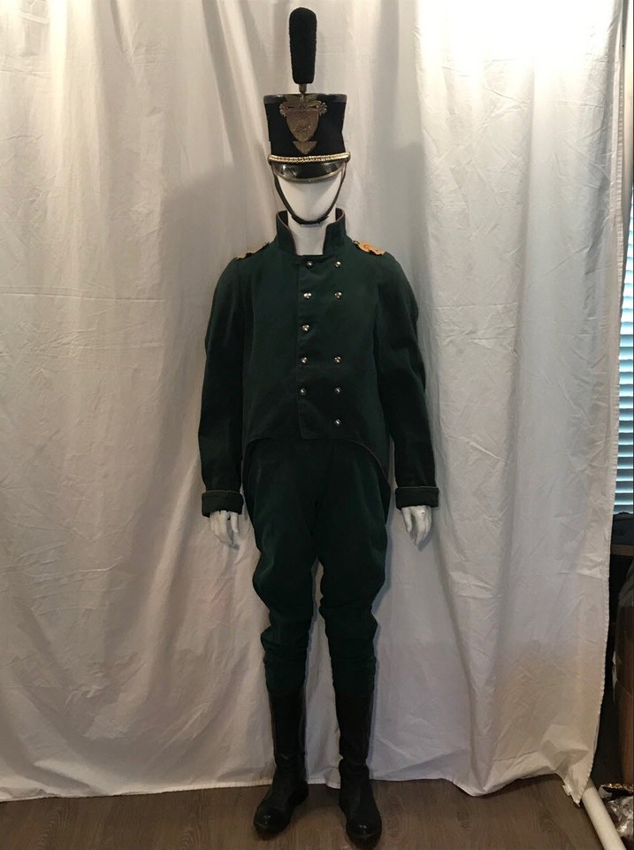 Old Movie prop costume Napoleonic War Green Uniform Waterloo coat pants ...