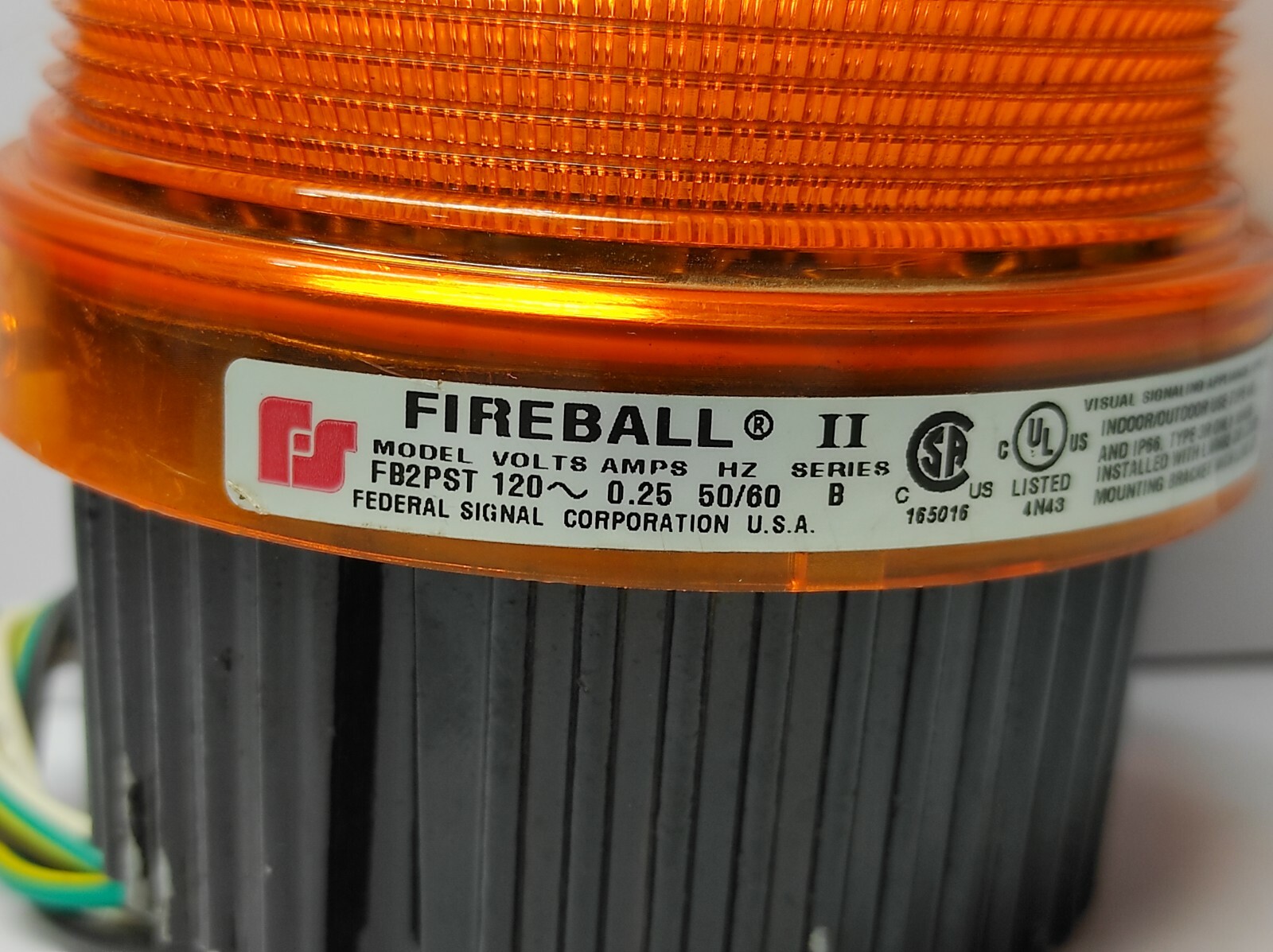 Federal Signal Fireball FB2PST Ser B Amber Strobe Light 120VAC 0.25Amps ...