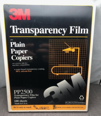 3M Transparency Film PP2500 for Plain Paper Copiers 100 Sheets 8.5x11 ...