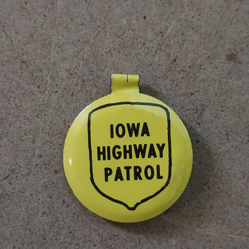 Vintage Yellow IOWA HIGHWAY PATROL 1" Bend Over Tag Police BUTTON | eBay