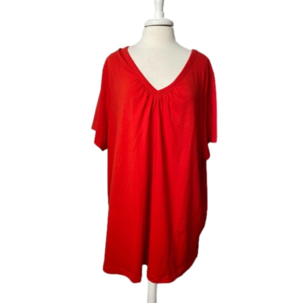 Woman Within Red V-Neck Short Sleeve Tunic Top Size 3X NWOT | eBay