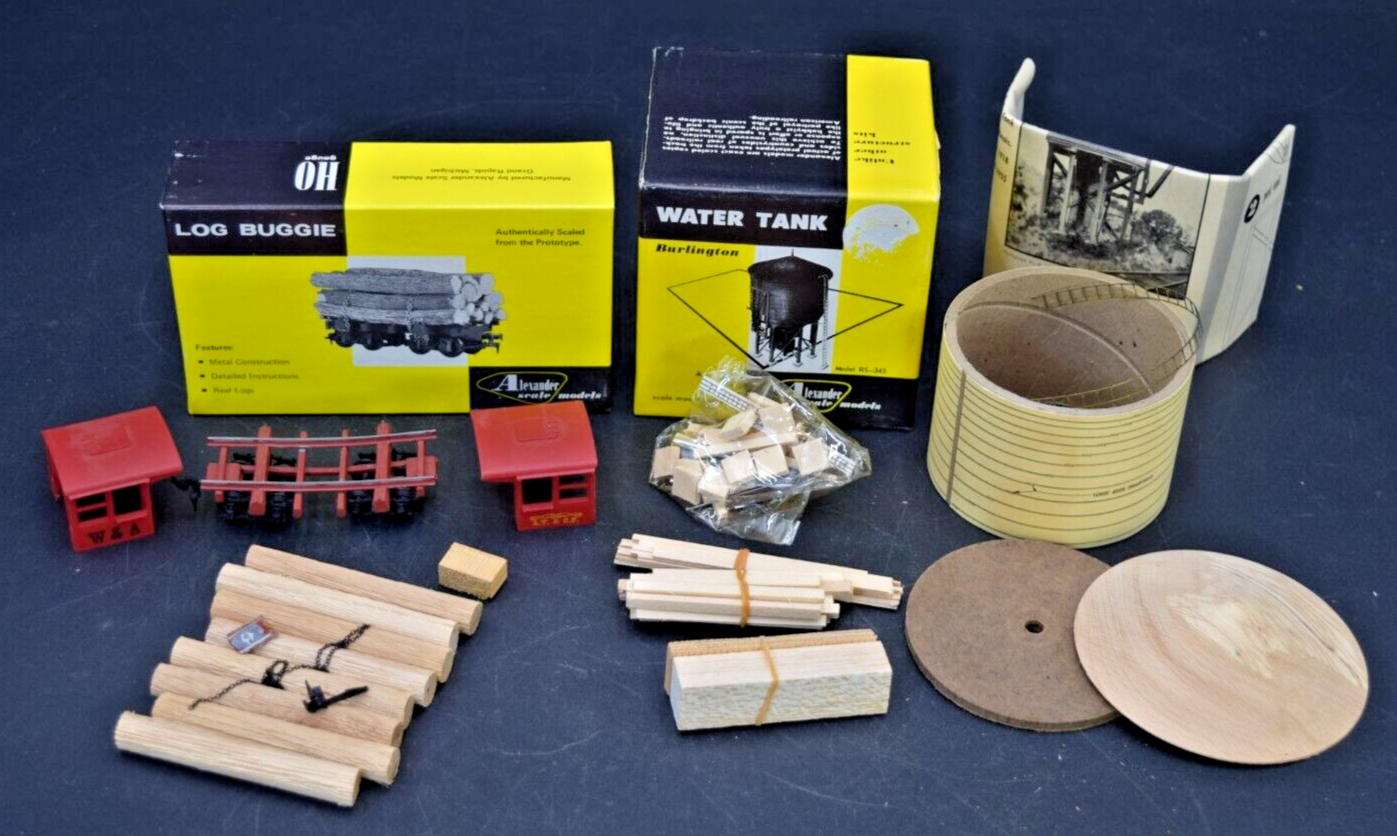 (2) ALEXANDER HO SCALE MODELS WATER TANK BURLINGTON RS-345 & LOG BUGGIE ...