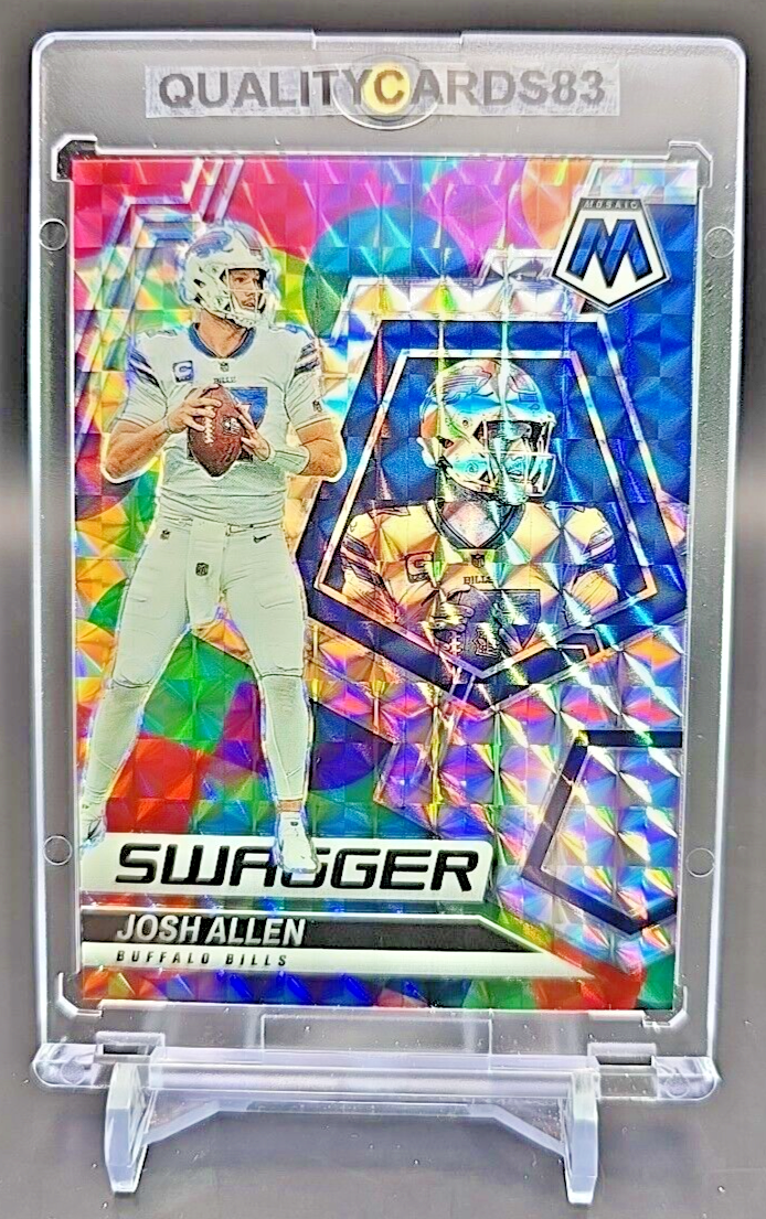 JOSH ALLEN SILVER RAINBOW REFRACTOR INSERT CARD WITH CASE NFL BUFFALO ...