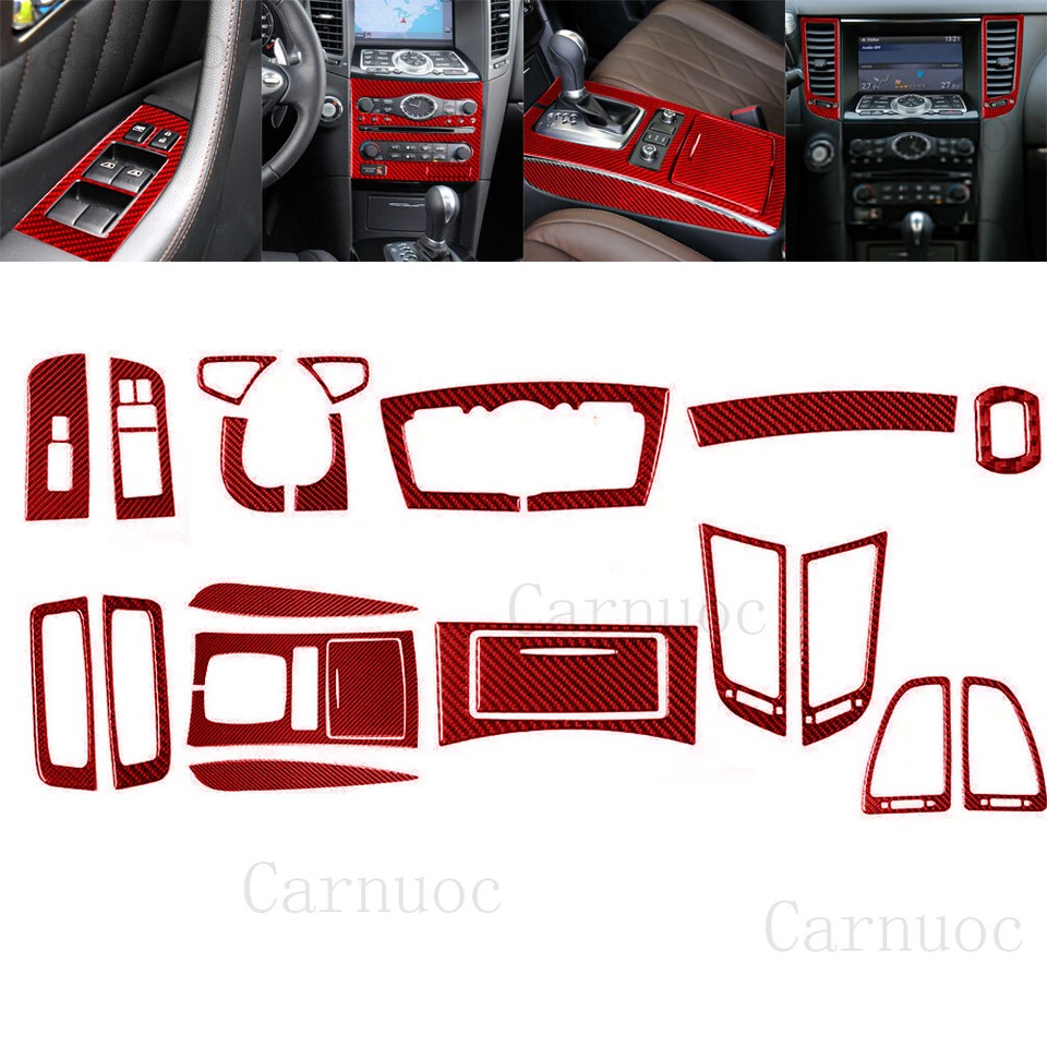 41Pcs For Infiniti FX35 FX37 FX50 QX70 Red Carbon Fiber Full Interior ...