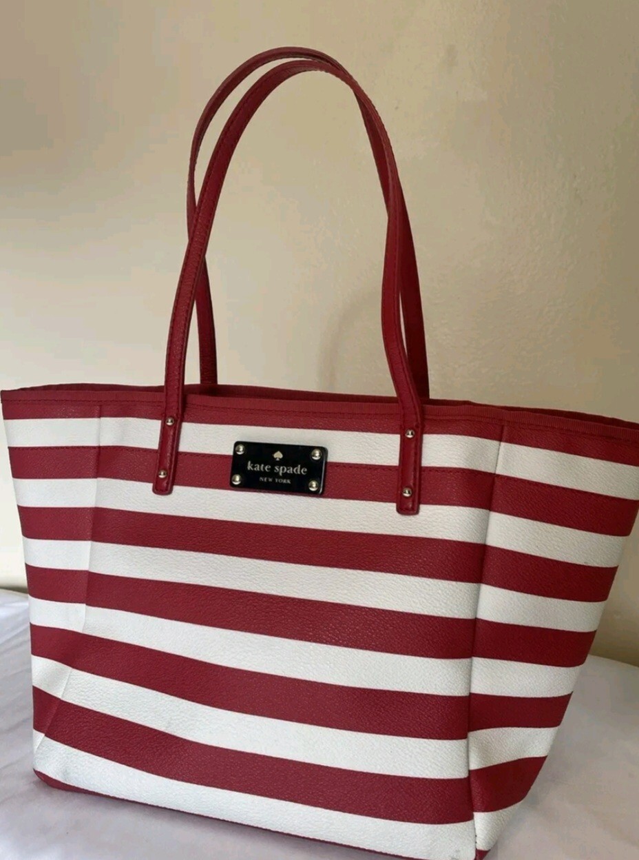 Kate Spade Extra Large Shoulder Tote Red White Stripe… - Gem