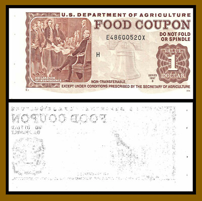 Food Stamp Coupon 1 Dollar, 1997 Series H USDA Full Tab Unc | eBay