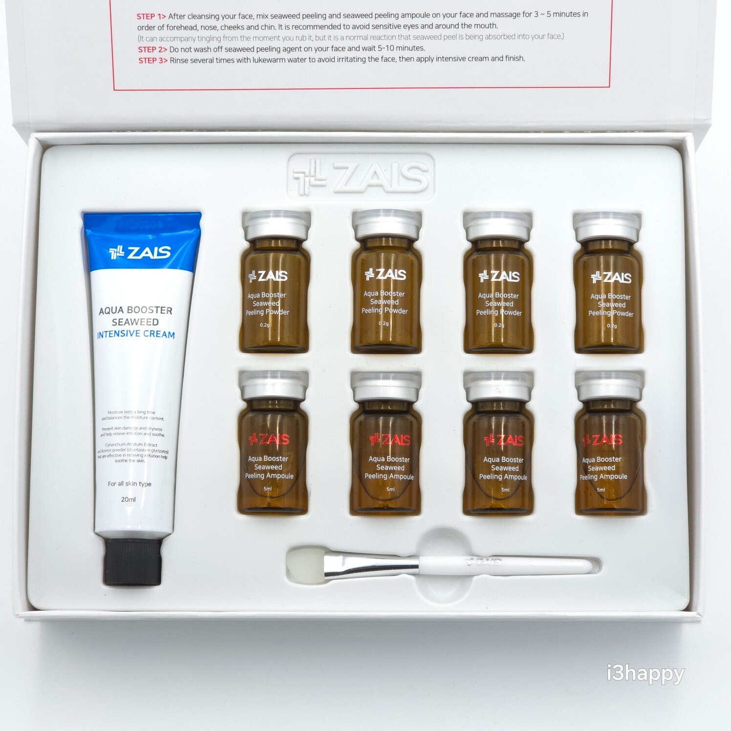 ZAIS Aqua Booster Seaweed Peeling Kit Powder 4ea Ampoule 4ea Cream 1ea ...