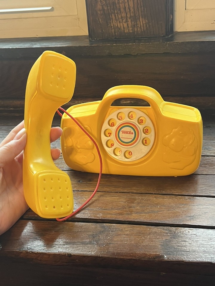 Vintage Tonka Yellow Plastic Toy Phone Rare Hard To Find Rotary Phone ...