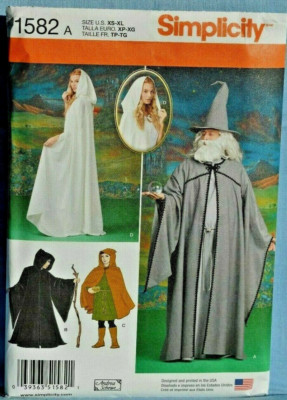 SIMPLICITY PATTERN 1582 CAPES FANTASY COSTUME MEN/MISSES XS SM MD LRG ...