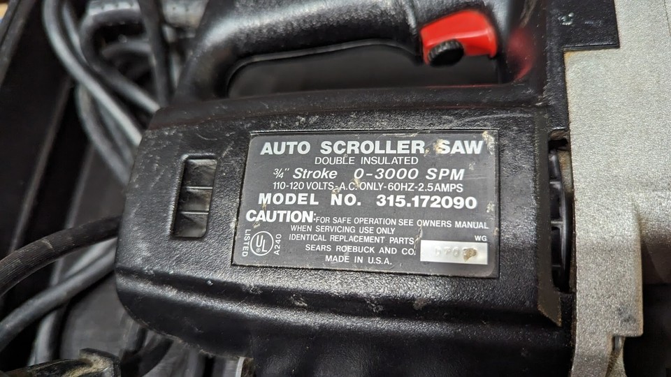 Vintage Sears Craftsman USA Auto Scroller Saw 1/3HP Model 315.172110 ...