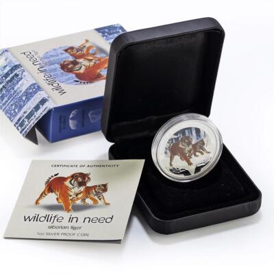 Tuvalu 1 dollar Conservation Wildlife Siberian Tiger Fauna silver coin ...