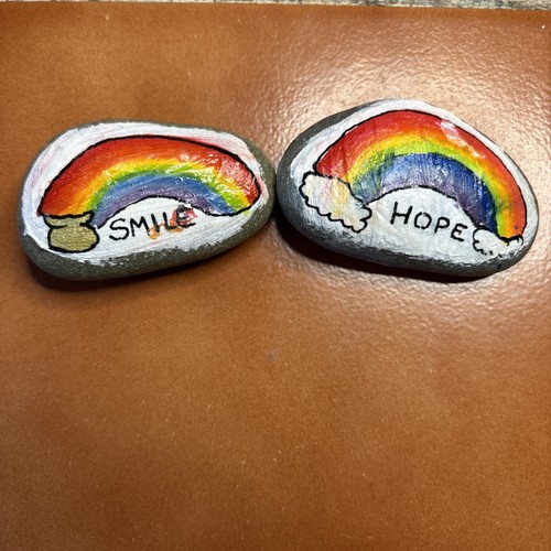 Hand Painted Stones With A Rainbow Theme Of Hope By Disabled Artist ...