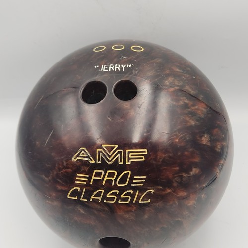 Rare AMF Pro Classic 15 lb Bowling Ball w/ Vintage Bag Brown Swirl ...