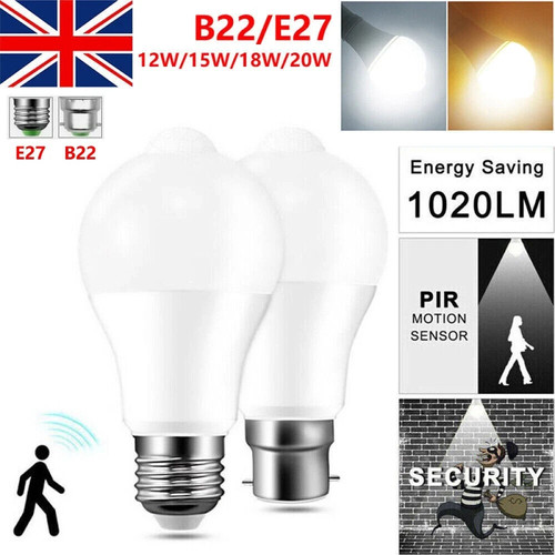 E27/B22 PIR Motion Sensor LED Lamp Bulb Globe Energy Saving Light Auto ...