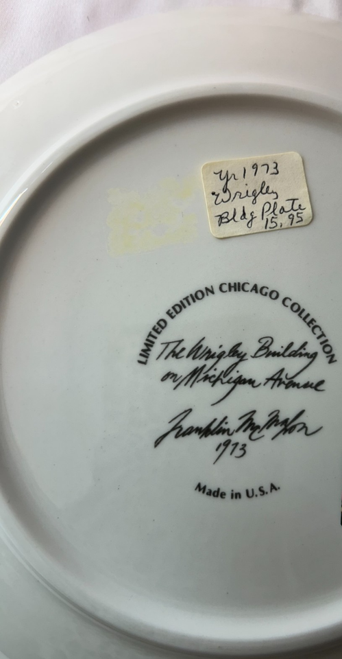 1973 Chicago Collection Plate Wrigley Building Franklin McMahon Signed ...
