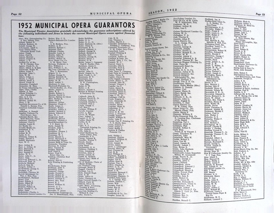 1952 St Louis Municipal Opera Program Magazine with Vintage Advertising ...