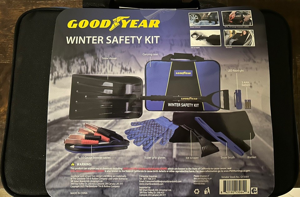 Goodyear Winter Safety Kit with Booster Cables, Snow Shovel, Blanket ...