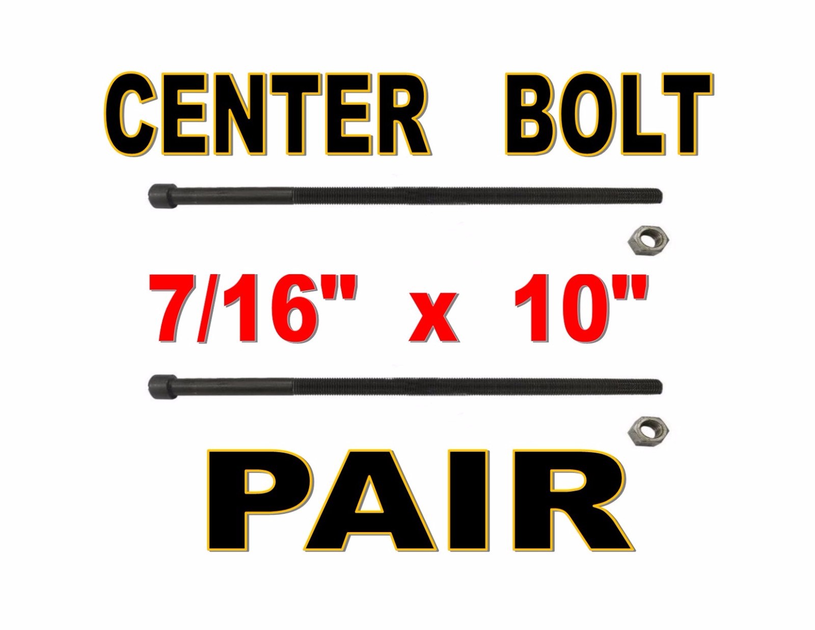 (PAIR) Leaf Spring Center Bolt Pin - 7/16 x 10"Fine Threaded Leaf Bolts ...