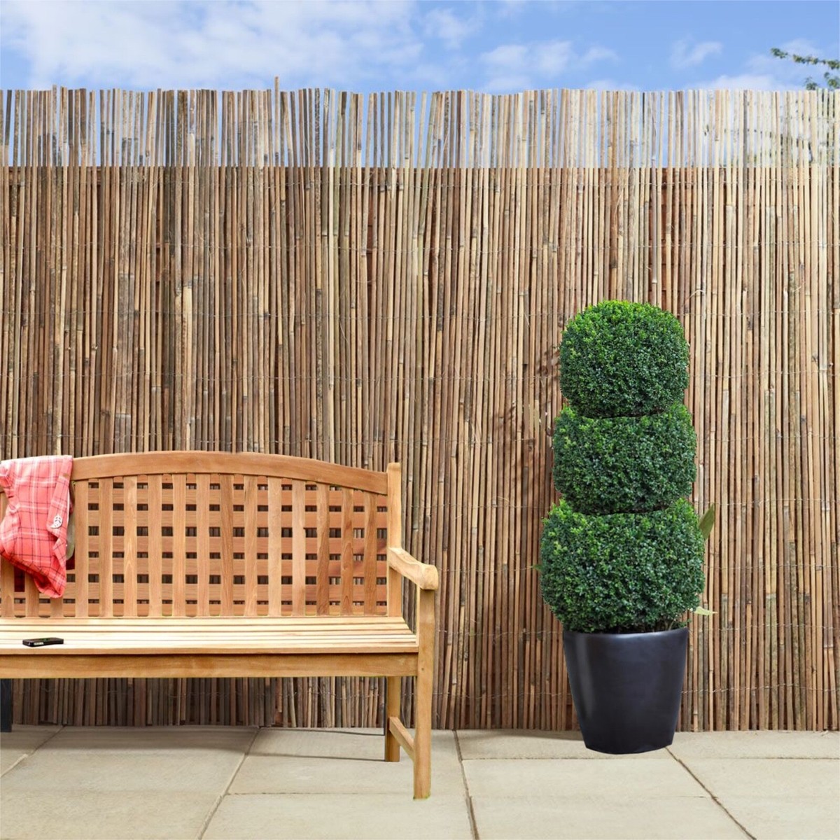 Outdoor Wooden Slat Privacy Panels Bamboo Slat Fence Screen Roll