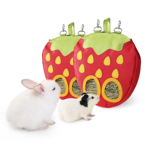 Bunny Supplies Food Storage Hay Rack Feeder Rabbit Bag Hanging Manger ...