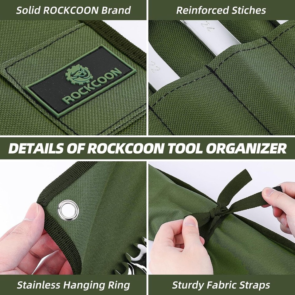 16 Pockets Wrench Roll up Organizer Bag Pouch Oxford Cloth Tool Holder ...