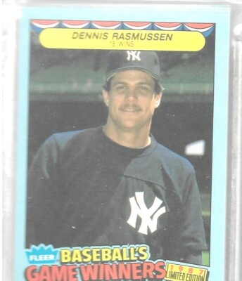 1987 Fleer Baseball Game Winners Dennis Rasmussen NY Yankees #35 Of 44 ...