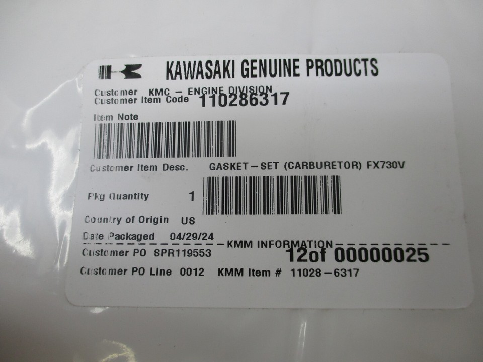 Genuine Kawasaki 11028-6317 15004-7083 Carburetor Rebuild Kit FX651V ...