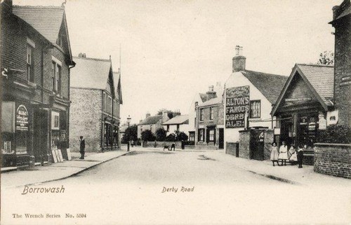 PRINTED POSTCARD OF DERBY ROAD, BORROWASH, (NEAR DERBY), DERBYSHIRE BY ...