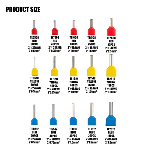 500PCS Double Wire Ferrule Crimp Terminals Pin Ends Kit AWG 14-22 ...