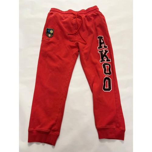 Akoo Mens Spellout Logo Patch Sweatpants Drawstring Waist Red Size XXL ...