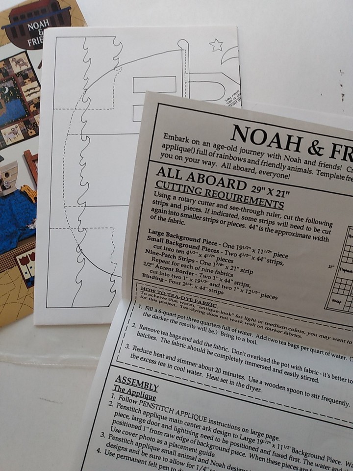 Noah's Ark Wall Hanging Quilt Pattern Applique Instructions New | eBay