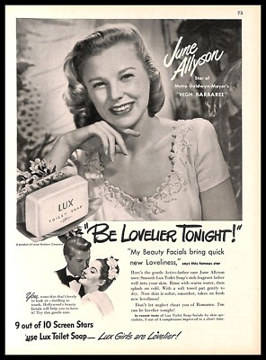 1947 June Allyson Lux Soap Vintage PRINT AD Hollywood Actress Celebrity ...