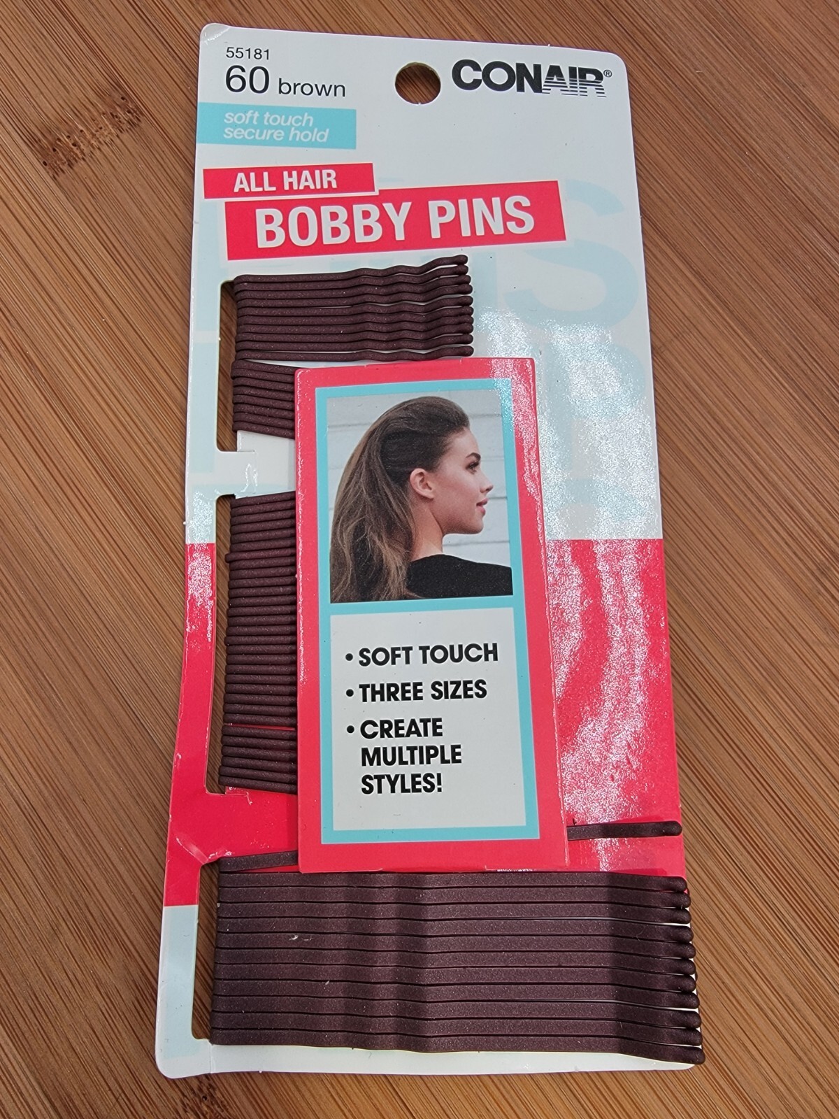 Conair All Hair Brown Bobby Pins with 3 different lengths 60 count lot ...