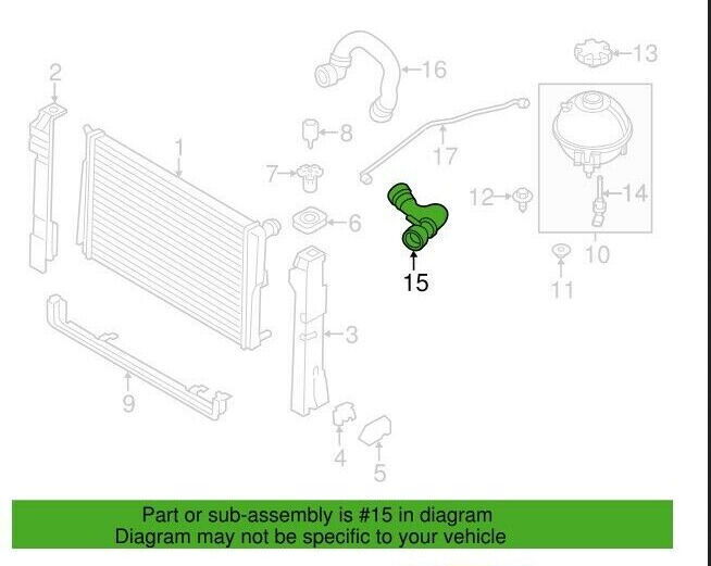 NEW GENUINE BMW X3 X4 F26 F25 UPPER RADIATOR COOLANT HOSE 17127646150 ...